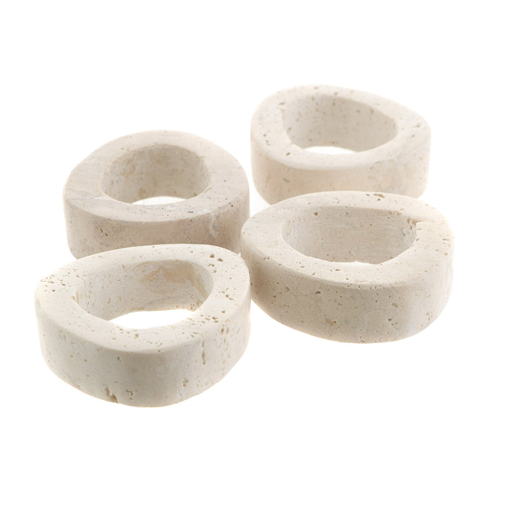 Napkin Ring White Travertine with Resin Filling