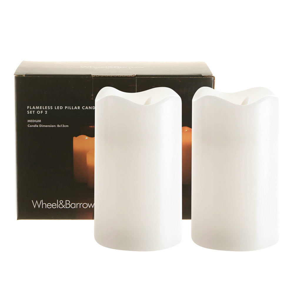 Flameless LED Pillar Candle Set/2 Medium