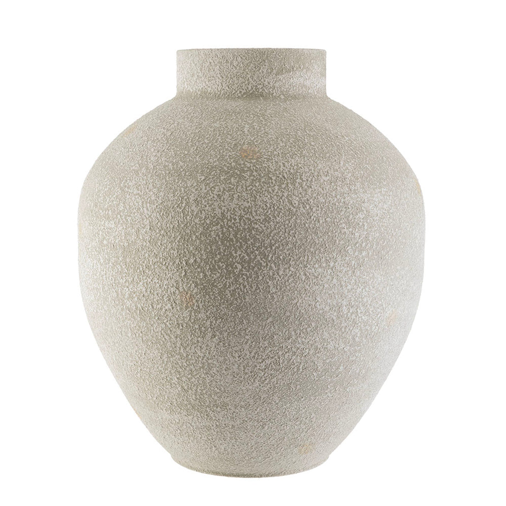 White Textured Metal Urn Vase 35x42cm