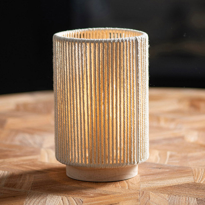 Natural String Table Lamp with Battery 14x21cm
