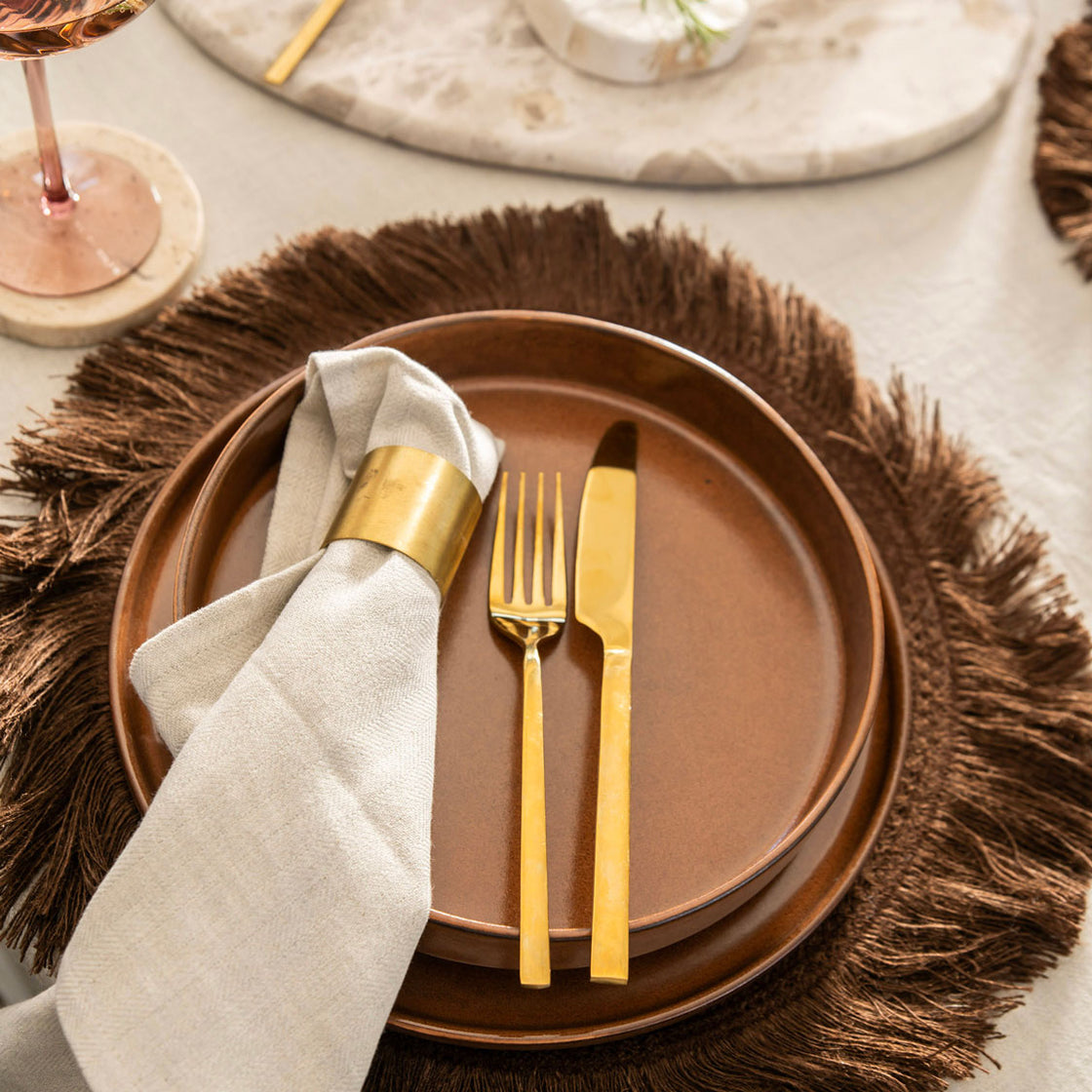 Stoneware Dinner Set Straight Leather