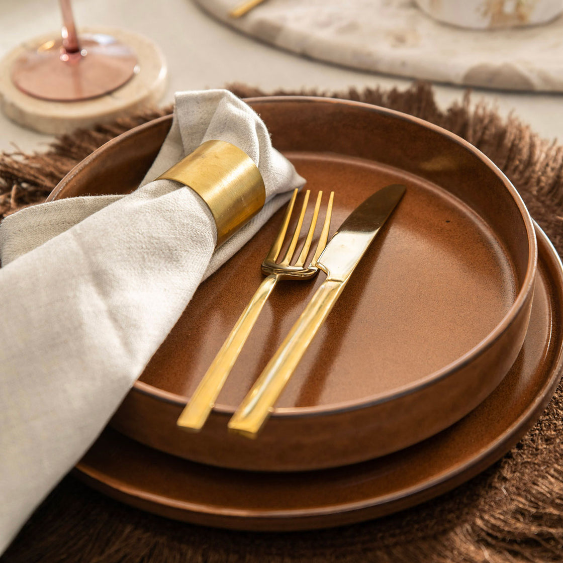 Stoneware Dinner Set Straight Leather