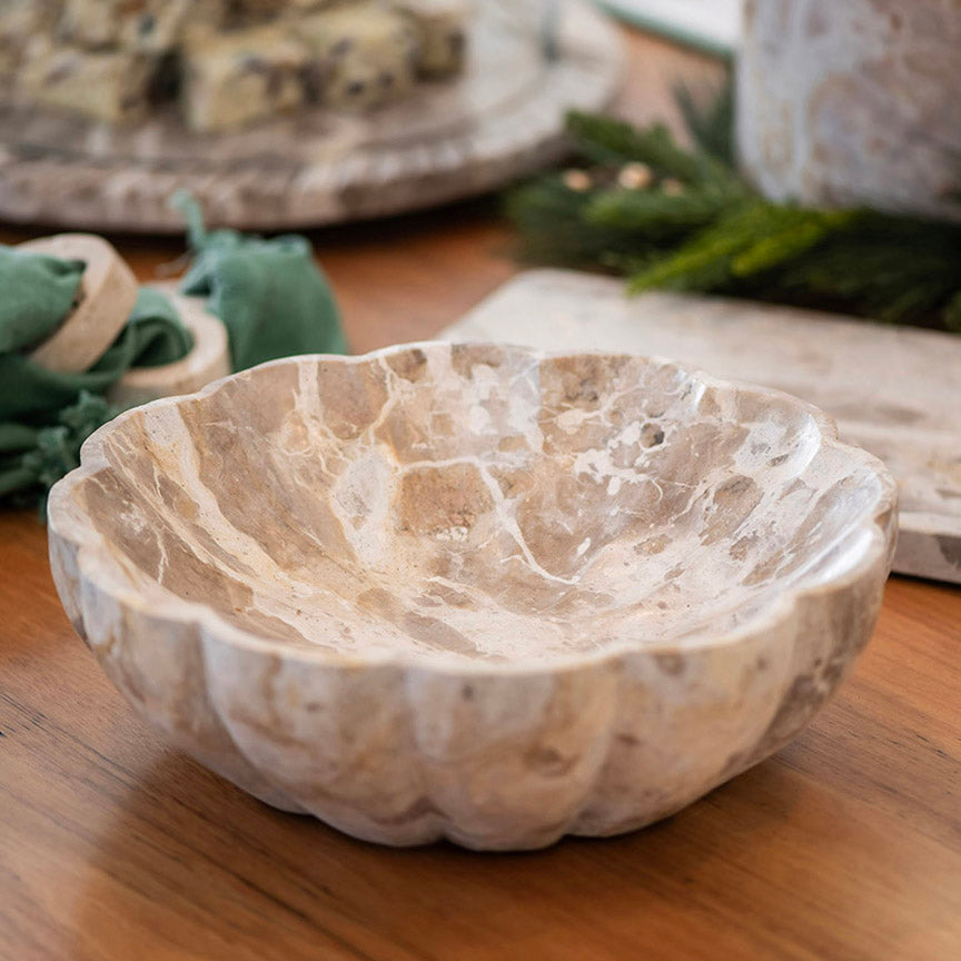 Chocolate Marble Fluted Bowl 26x8cm