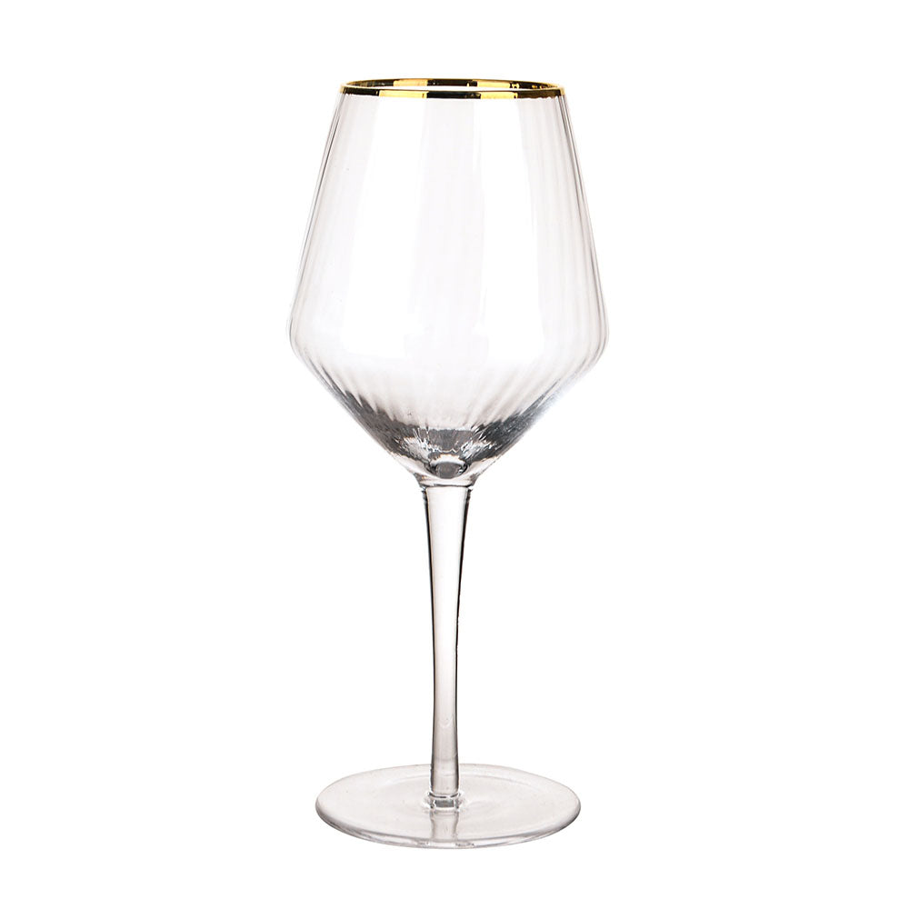 Optic Wine Glass with Gold Rim