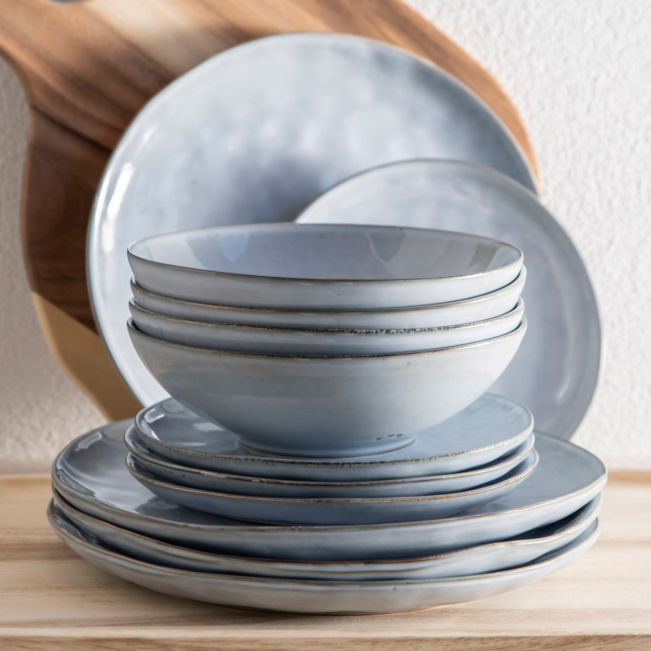 Stoneware Dinner Set Light Blue